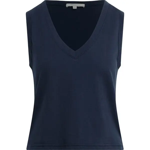 FAVORITE DAUGHTER Everyday Organic Cotton V-neck Tank - Navy