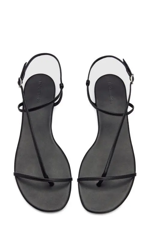 REFORMATION Pina Flat Sandal - Black Leather