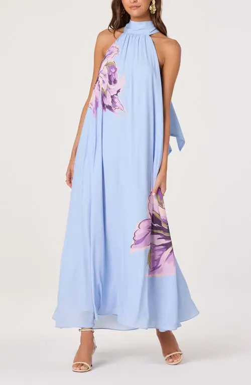 Astr The Label Nesta Floral Print Halter Dress