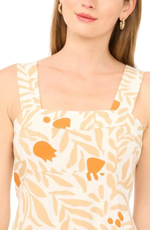 Vince Camuto Botanical Print Smock Back Maxi Dress - Light Sand