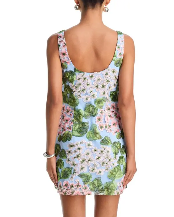 Aqua Hydrangea Embroidered Mini Dress