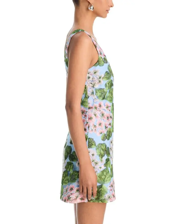 Aqua Hydrangea Embroidered Mini Dress