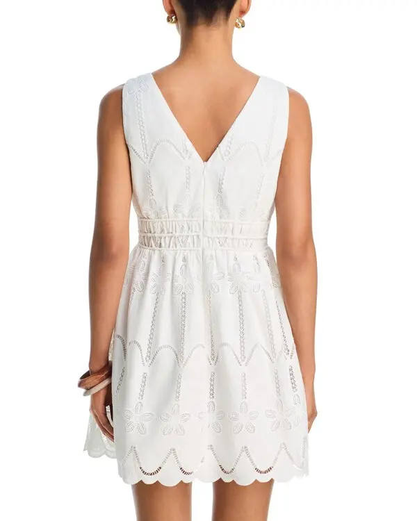 Aqua Eyelet V-neck Mini Dress