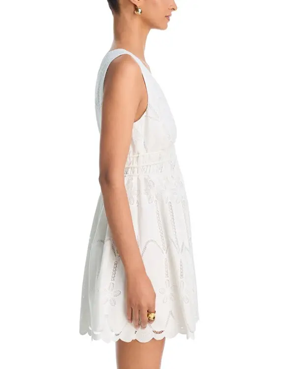 Aqua Eyelet V-neck Mini Dress