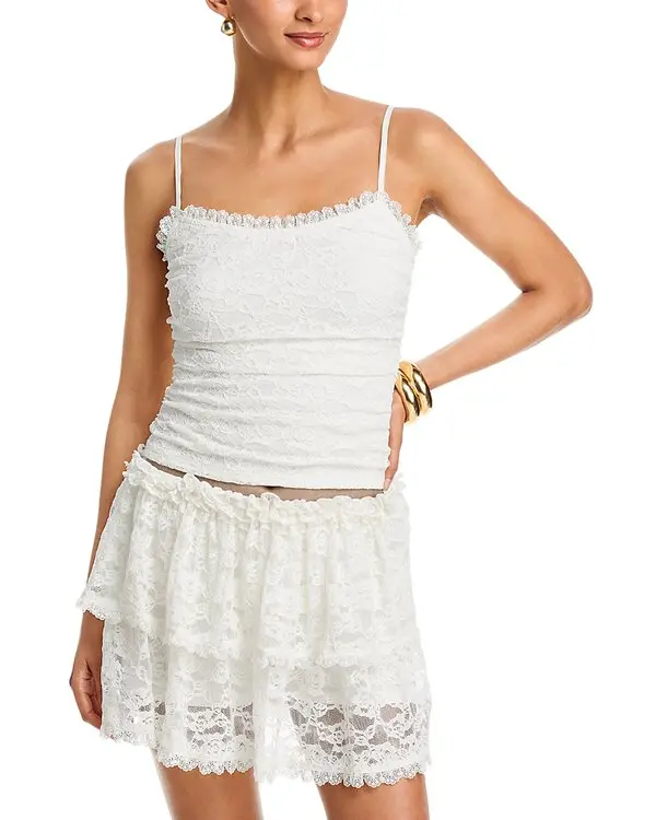Aqua Lace Ruffle Tank