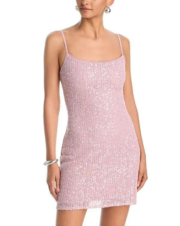 Aqua Knit Sequin Mini Dress - Blush