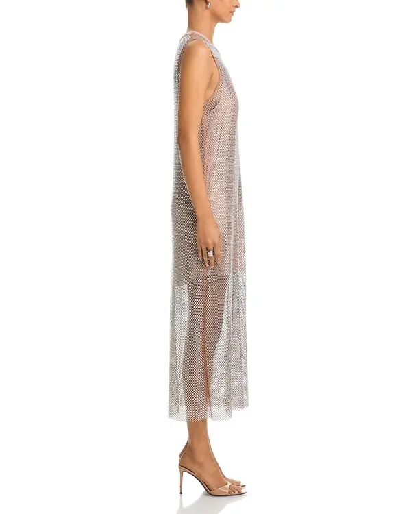Aqua Crystal Mesh Midi Dress