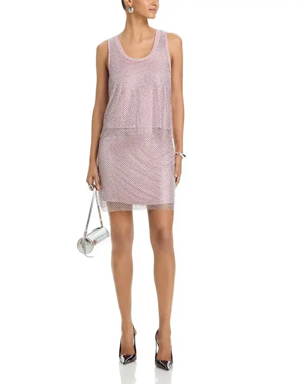 Aqua Crystal Mesh Miniskirt