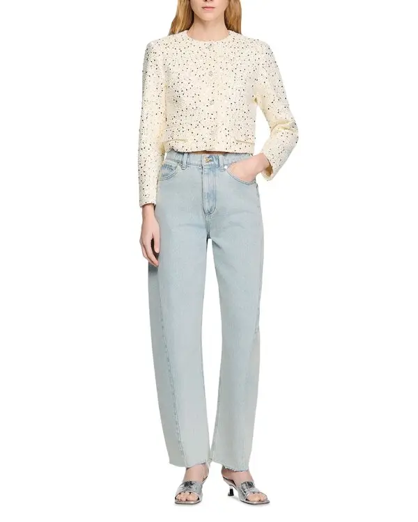 Sandro Geometric Sequin Jacket - Ecru