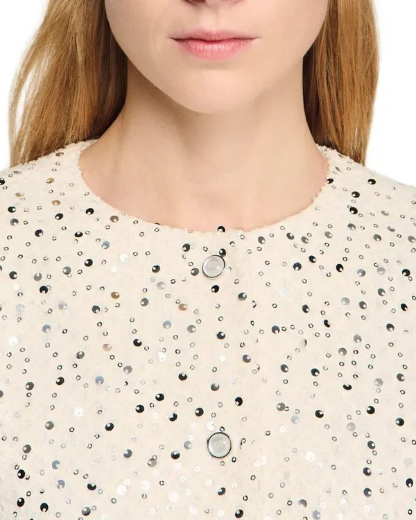 Sandro Geometric Sequin Jacket - Ecru