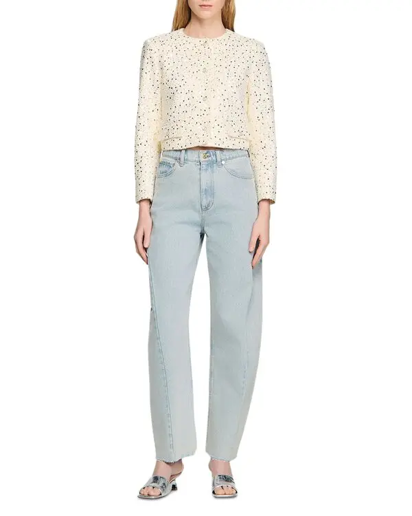Sandro Geometric Sequin Jacket - Ecru