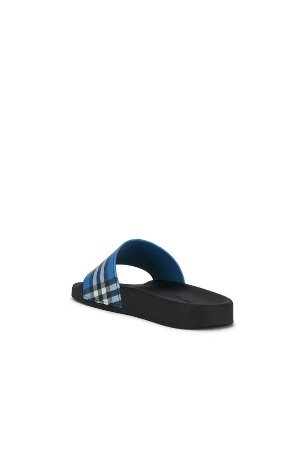 Burberry Furley Slides - Cornflower Blue Check