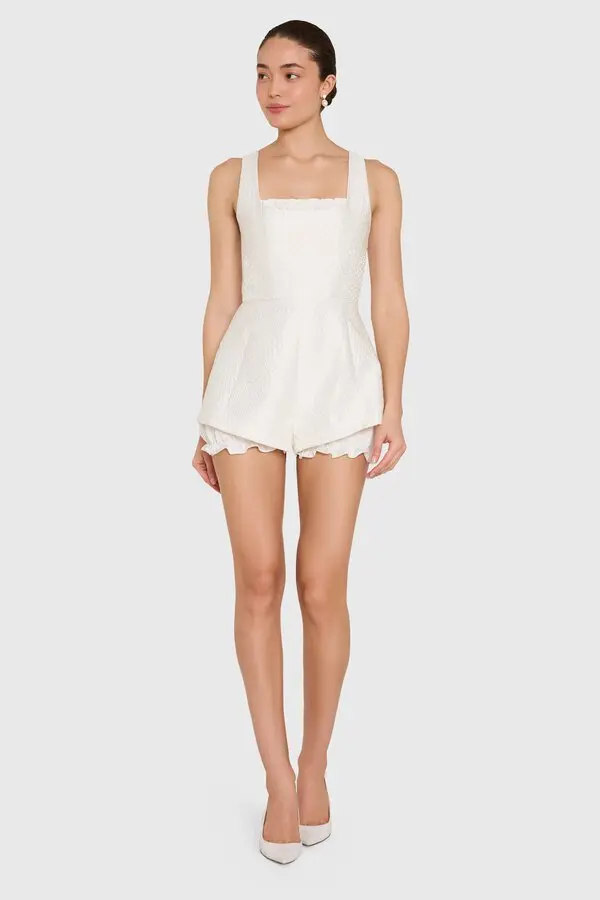 Amanda Uprichard Giulia Brocade Romper - White