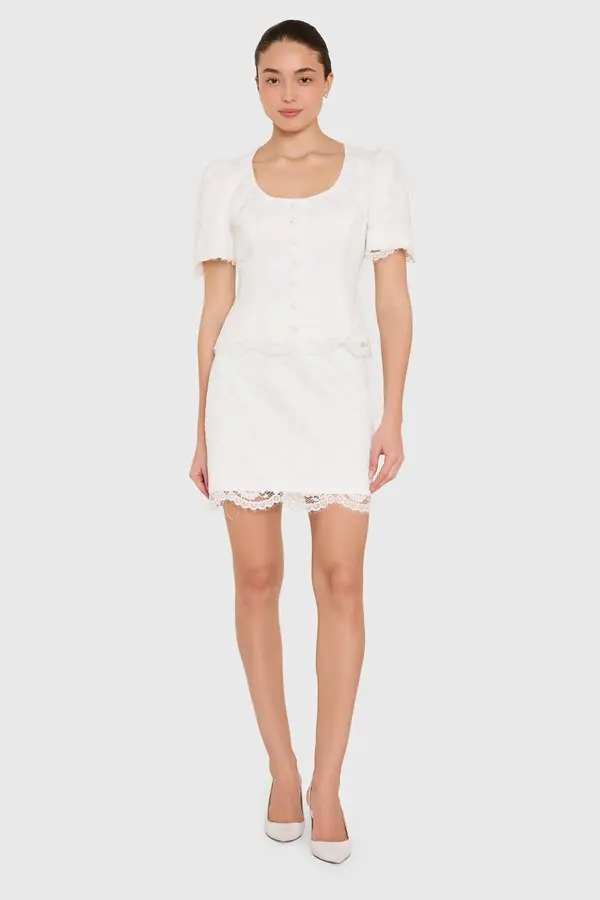 Amanda Uprichard Anahita Lace Mini Dress - Ivory