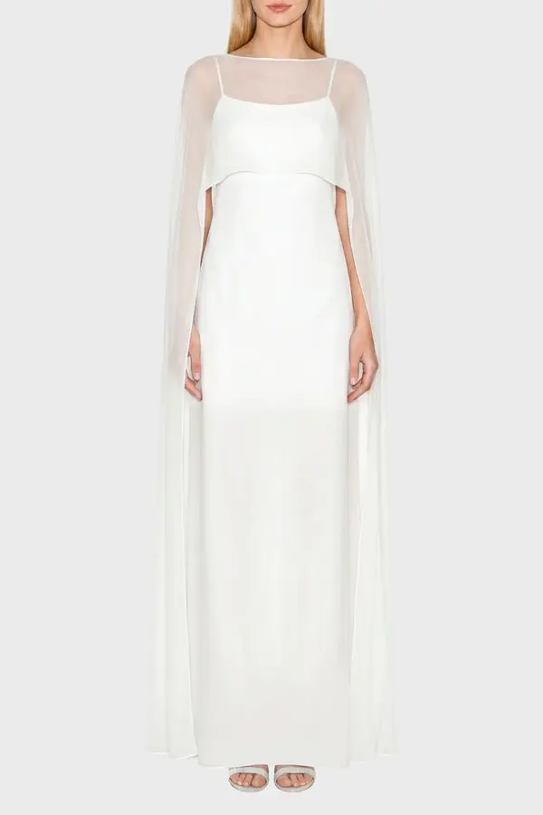 Amanda Uprichard Anastasia Cape Dress - Ivory