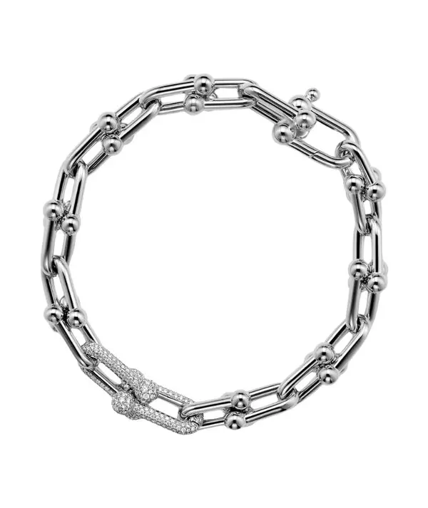 Tiffany & Co. Link Bracelet In With Diamonds - White Gold