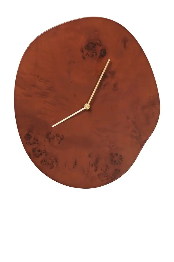 FERM LIVING Melt Wall Clock In Burl Wood - Dark Stained Burl