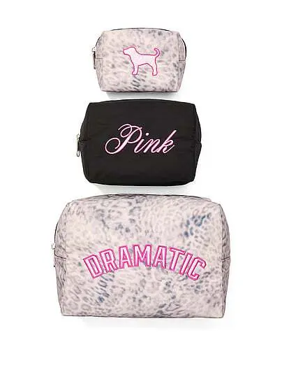 Pink Makeup Bag Trio - Black