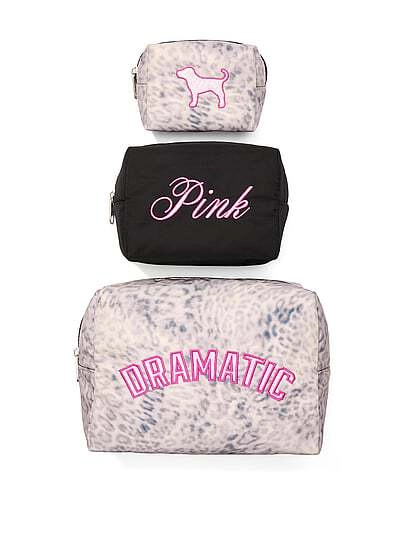 Pink Makeup Bag Trio - Black