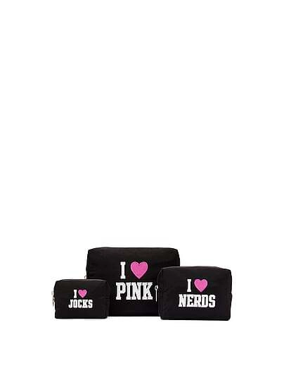 Pink Makeup Bag Trio - Black