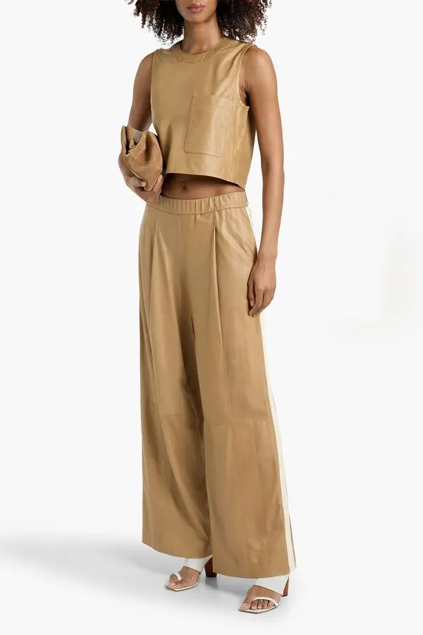 TWP Eva Wide-leg Leather Pants - Camel