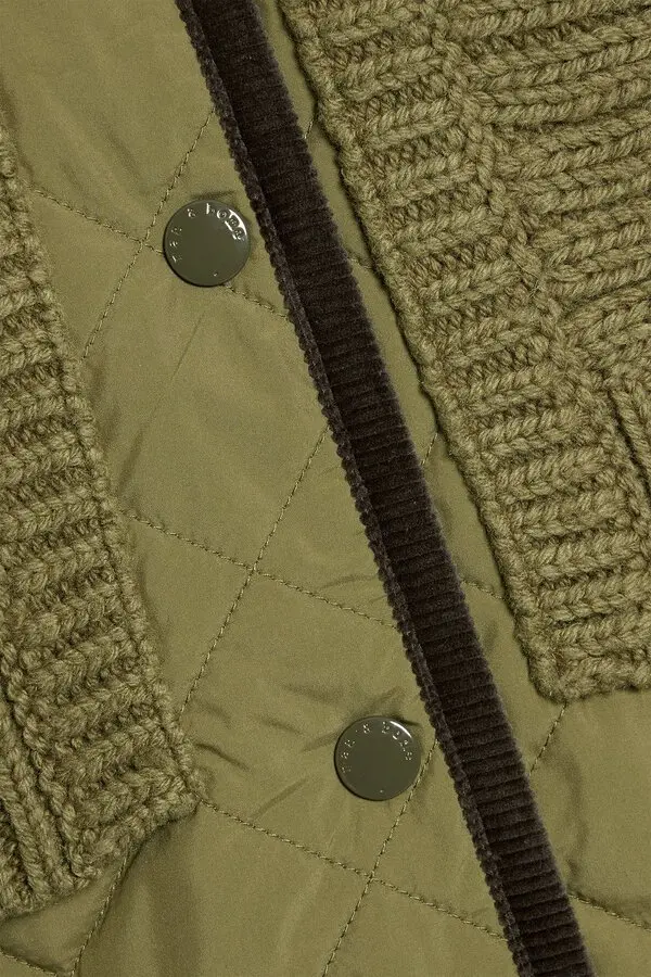 Rag & Bone Ivy Cable-knit Paneled Quilted Shell Jacket - Army Green