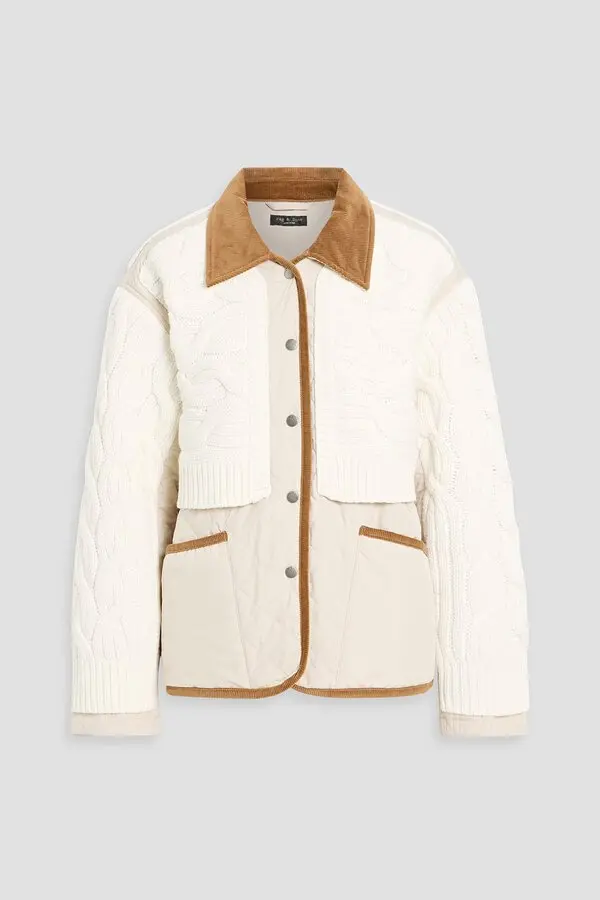 Rag & Bone Ivy Cable-knit Paneled Quilted Shell Jacket - Ivory