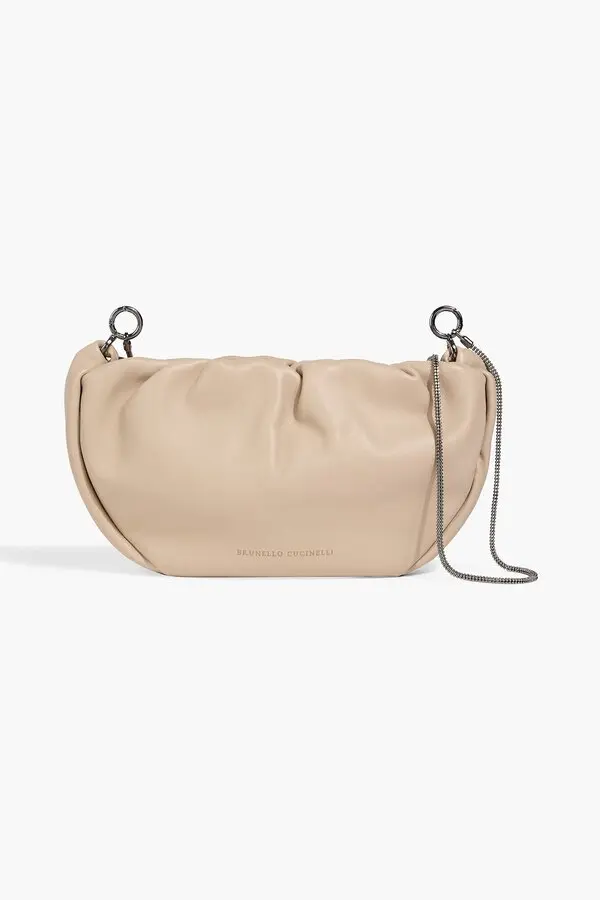 Brunello Cucinelli Brioche Leather Shoulder Bag - Beige