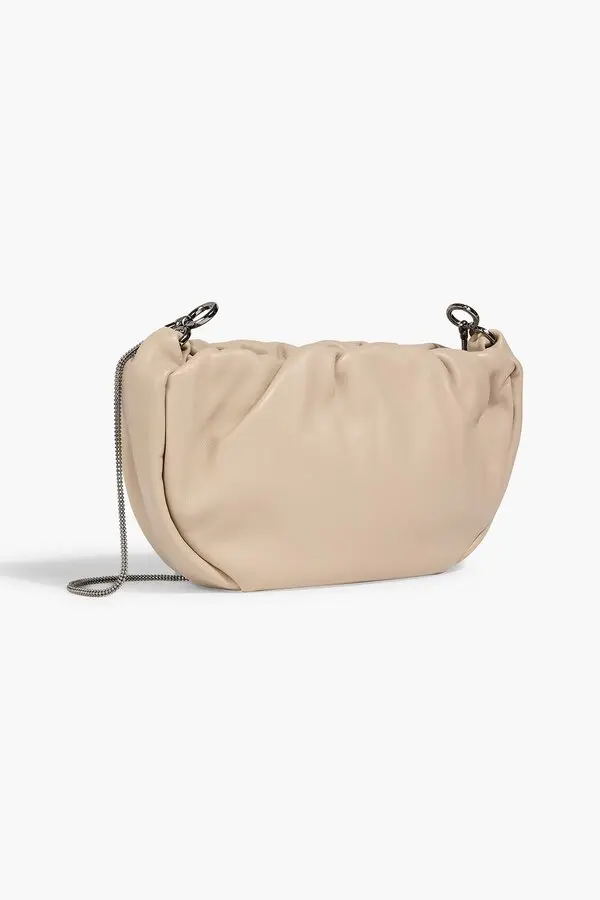 Brunello Cucinelli Brioche Leather Shoulder Bag - Beige