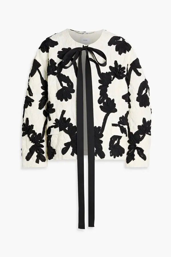 Erdem Appliquéd Cloqué-jacquard Jacket - Black