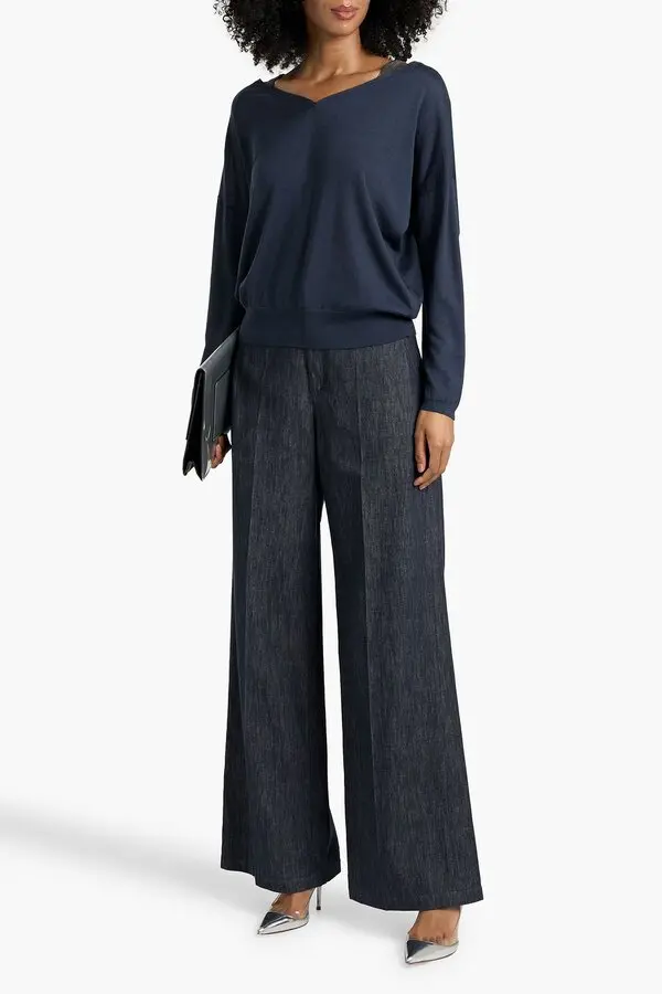 Brunello Cucinelli Bead-embellished Cashmere And Silk-blend Sweater