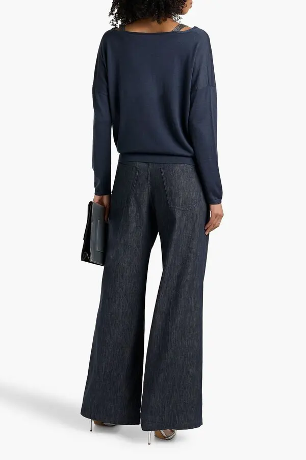 Brunello Cucinelli Bead-embellished Cashmere And Silk-blend Sweater