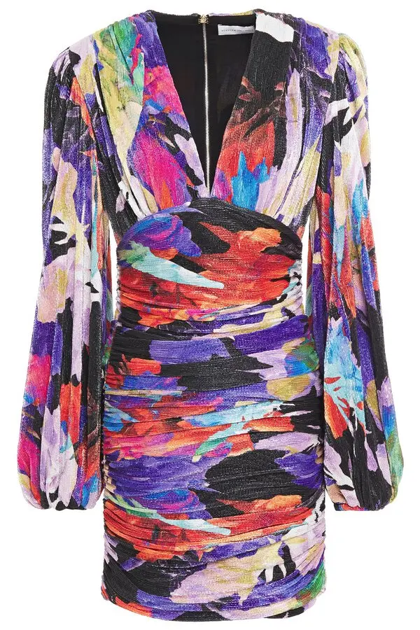 Rebecca Vallance Belladonna Ruched Metallic Mini Dress - Multicolor