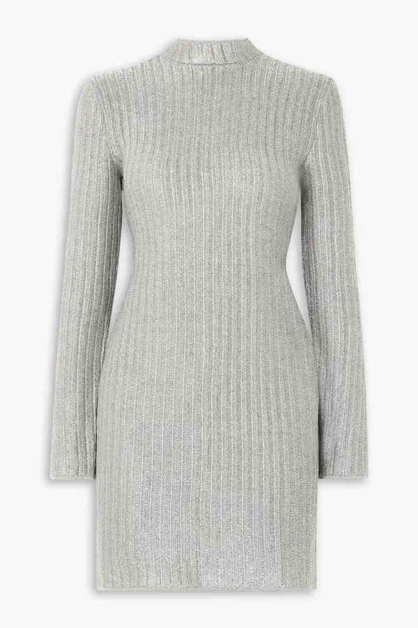 TOM FORD Metallic Ribbed Cotton-blend Mini Dress