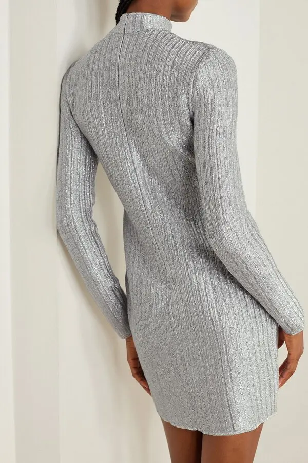 TOM FORD Metallic Ribbed Cotton-blend Mini Dress