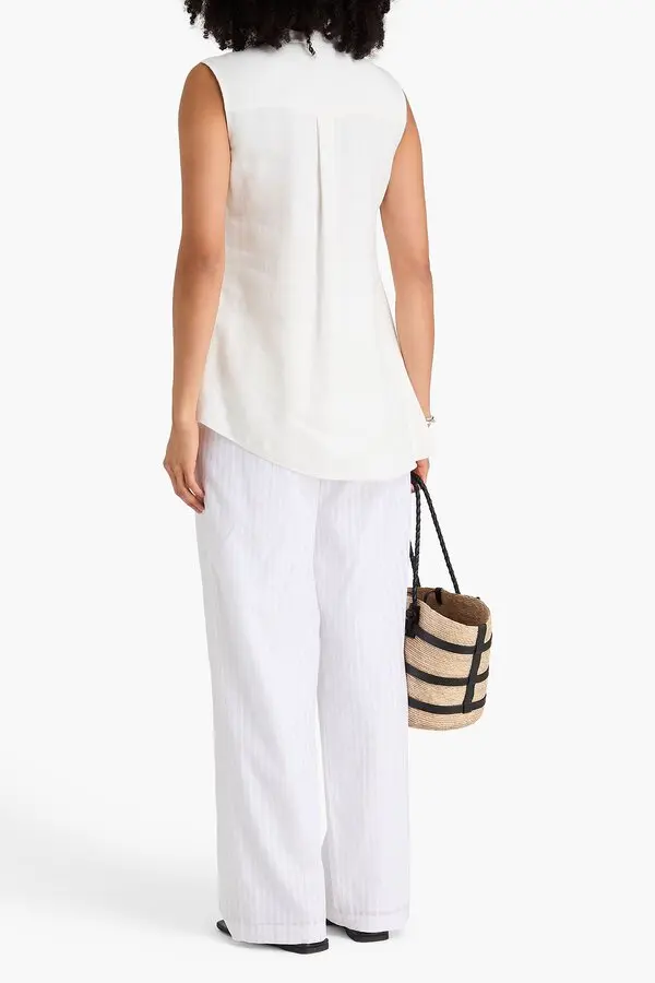 Theory Linen-blend Twill Sleeveless Shirt - Ivory