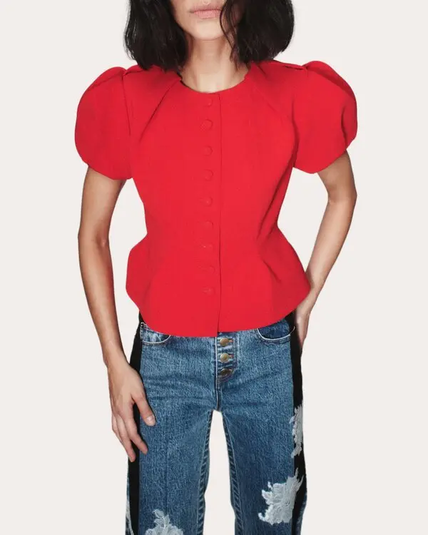 Hellessy Nelly Crepe Peplum Jacket Top