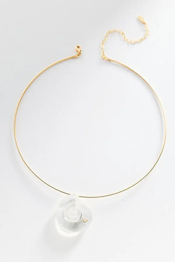 Anthropologie Clear Crystal Collar Necklace - Shell Clear