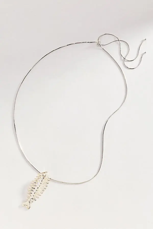 Anthropologie Fish Pendant Necklace - Silver