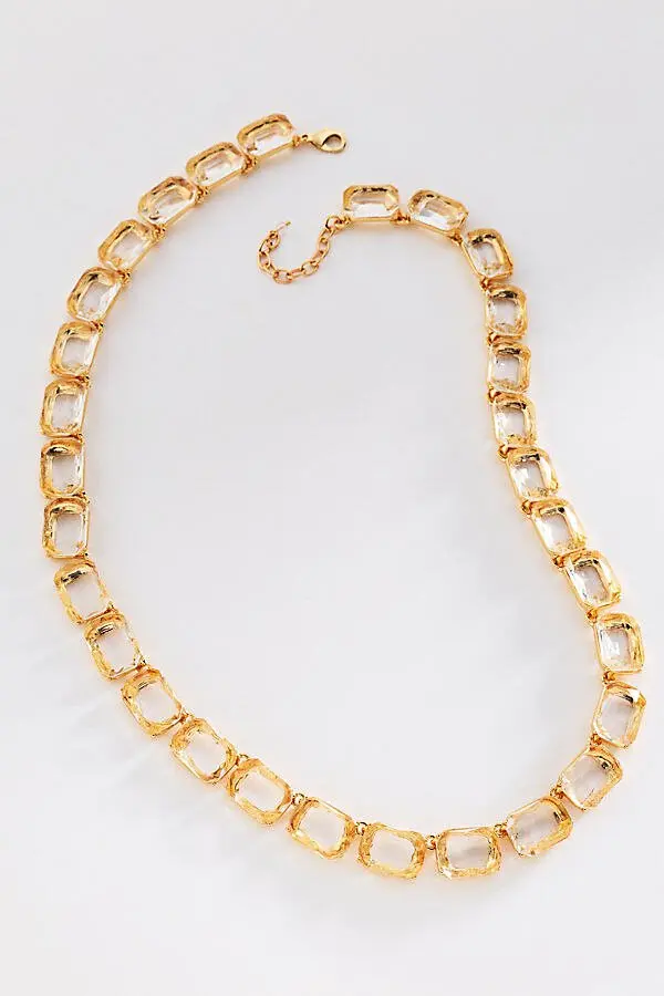 Anthropologie Crystal Statement Necklace - Gold