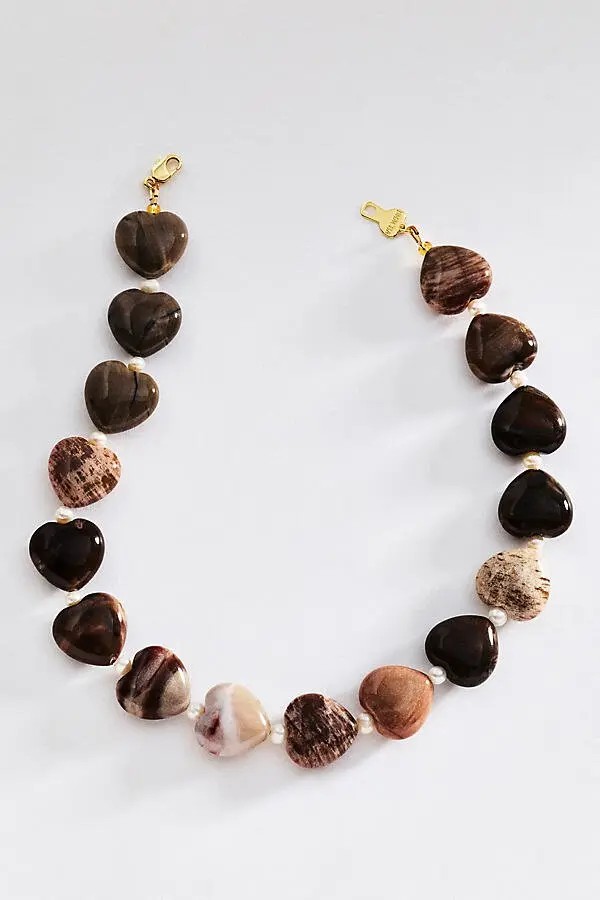 BRACHA Murphy Heart Necklace - Brown Pattern