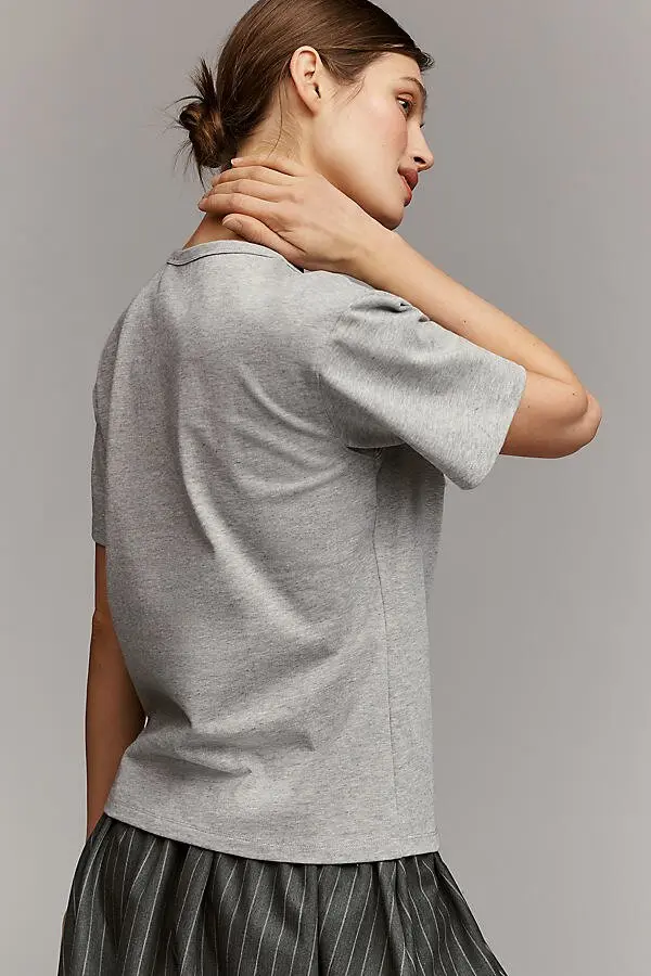Endless Rose Embellished Cotton T-shirt - Light Grey
