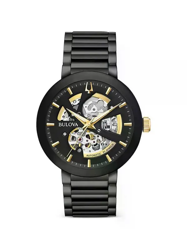 Bulova 42mm Skeleton-dial Automatic Watch - Black
