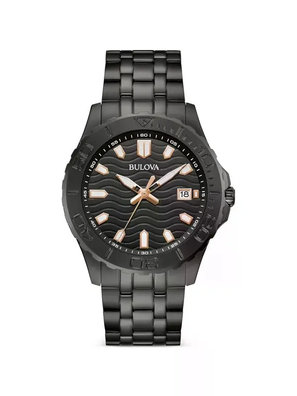 Bulova Classic 42mm Wave-dial Watch - Black