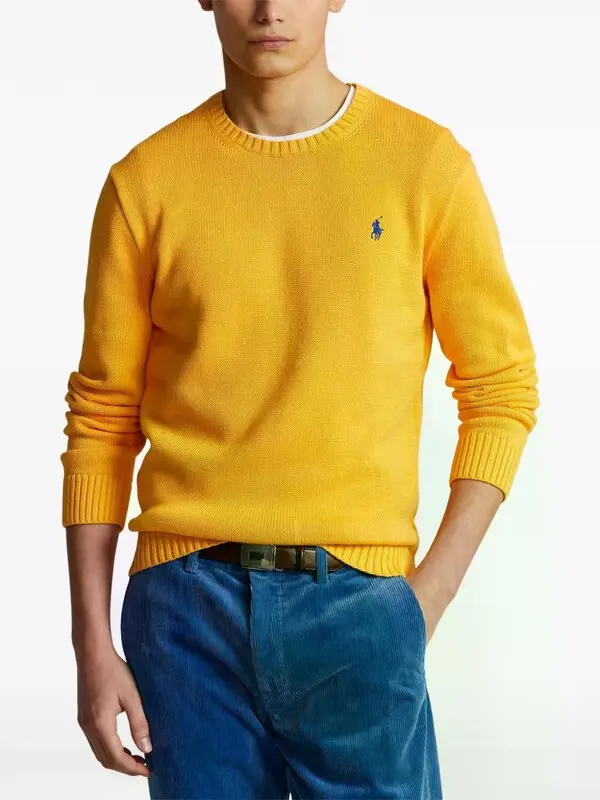 Polo Ralph Lauren Embroidered-logo Crew-neck Sweater - Yellow