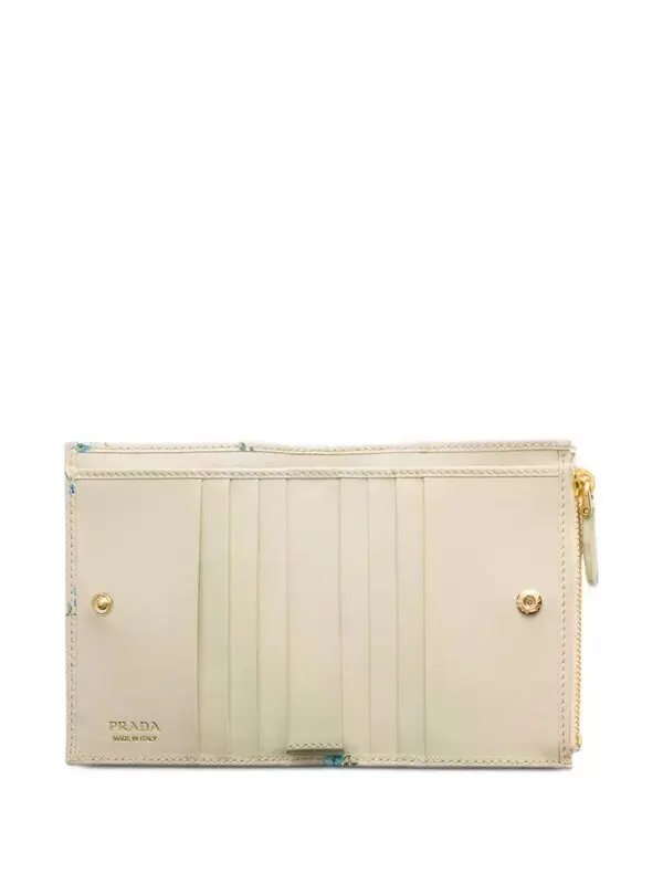 Prada Small Printed Saffiano Leather Wallet - Neutrals