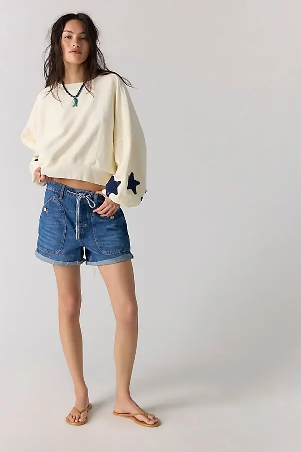 TRICIA FIX Crochet Star Pullover Sweatshirt