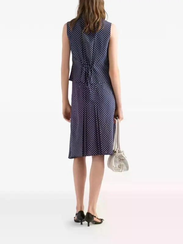 Prada Sleeveless Polka Dot Silk Shirt