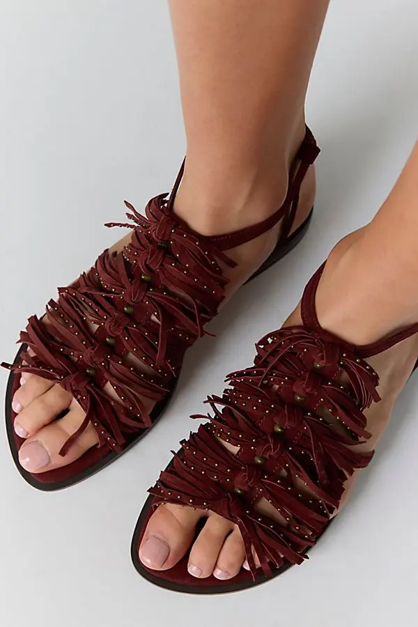 Ash Freesia Fringe Sandals - Marsala