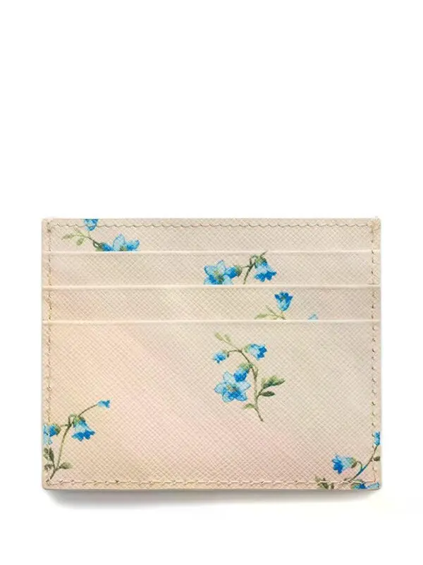 Prada Printed Saffiano Leather Card Holder - Neutrals